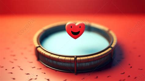 트램폴린에서 뛰는 활기찬 심장 멋진 3d 렌더링 배경 만화 스포츠 배경 심장병 환자 배경 건강 생활 배경 이미지 Hd 만화 스포츠 심장병 환자 건강 생활 배경