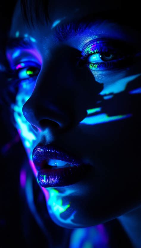 Free Neon Shadow Portrait Image Neon Cyberpunk Holographic