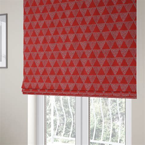 Piccadilly Collection Geometric Triangle Pattern Woven Upholstery Red