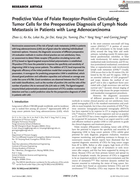 Pdf Predictive Value Of Folate Receptor‐positive Circulating Tumor