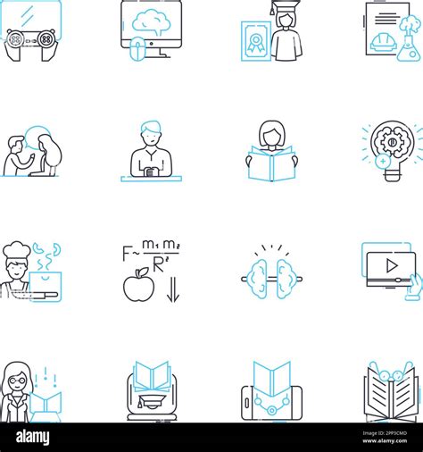 Classroom Linear Icons Set Learning Teacher Students Education