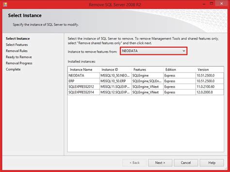 Cómo desinstalar correctamente SQL Server Neodata