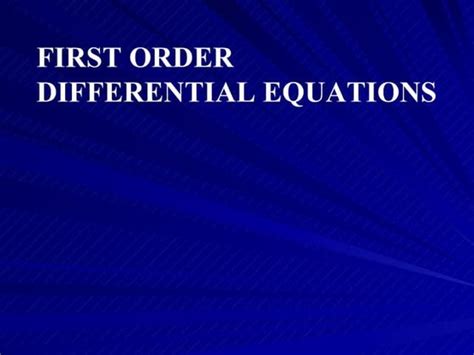 1st Order Differential Equations Ppt