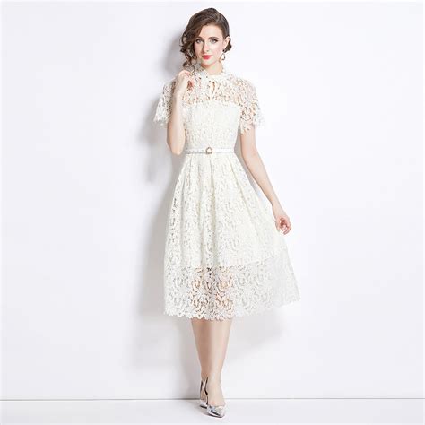 Elegant Lace Midi Dress For Weddings And Parties Trendaura