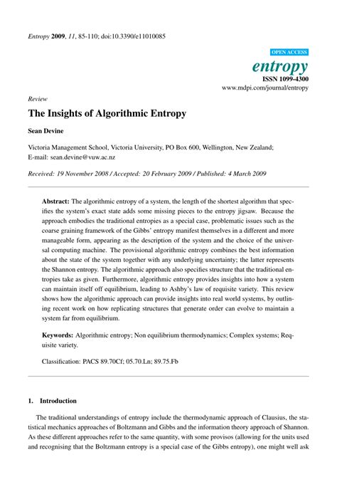 Pdf The Insights Of Algorithmic Entropy