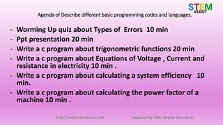 Session Describe Different Basic Programming Codes And Languages