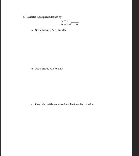 Solved Consider The Sequence Defined By Inductive Chegg
