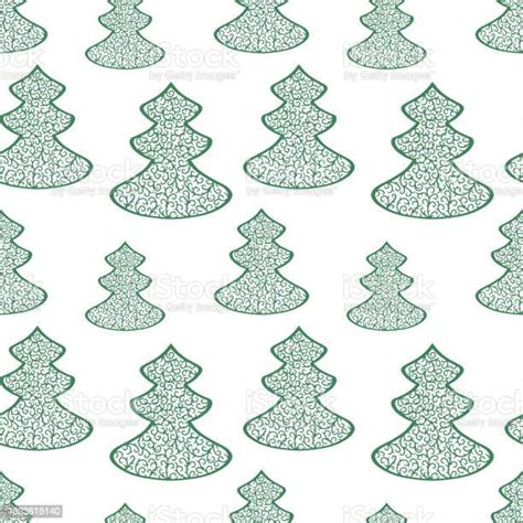 흰색으로 분리 된 매끄러운 패턴을 낙서합니다 스케치 크리스마스 트리 벡터 스톡 일러스트레이션입니다 Eps 10 겨울에 대한 스톡