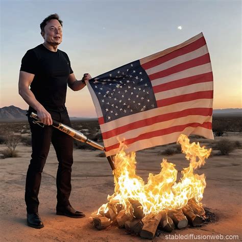 Elon Musk Burning A Flag Stable Diffusion Online