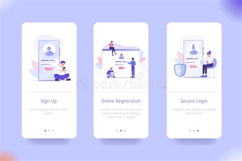 Application Design Set For Sign Up Online Registration And Secure
