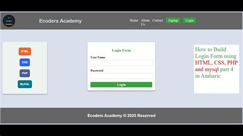 How To Create A Dynamic Website Using Html Css Php And Mysql In Amharic Part 4 Youtube