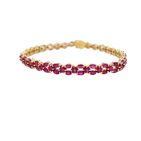 Contemporary 18k Yellow Gold Ruby Tennis Bracelet For Sale At 1stdibs