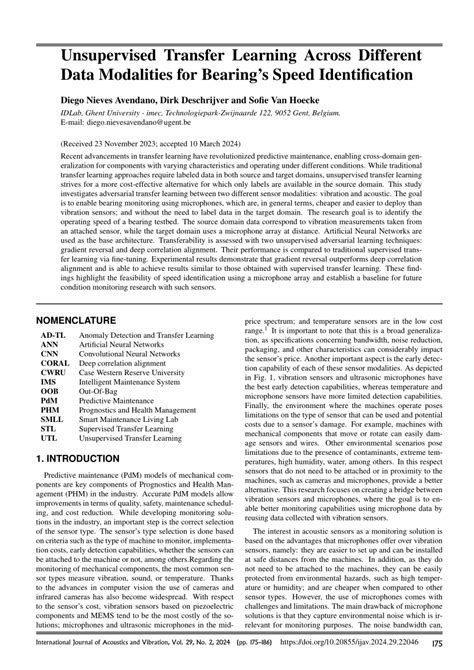 Pdf Unsupervised Transfer Learning Across Different Data Modalities For Bearings Speed