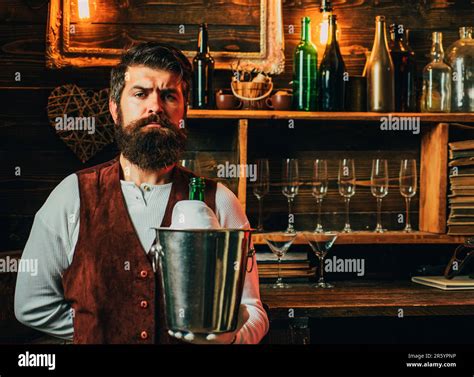 Vintage Interior Hipster Male With Stylish Beard And Hair Elegant