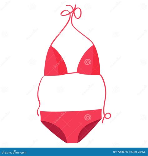 Pink Bikini Swimsuit Vector Illustration Beach Women Swimming Suit