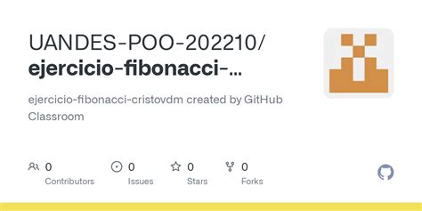 Github Uandes Poo 202210ejercicio Fibonacci Cristovdm Ejercicio Fibonacci Cristovdm Created