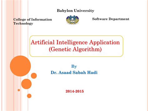 pdf artificial intelligence application genetic algorithm
