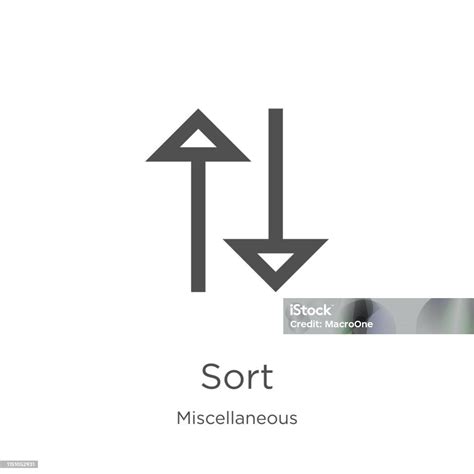 기타 컬렉션에서 정렬 아이콘 벡터 얇은 선 정렬 개요 아이콘 벡터 일러스트 레이 션입니다 웹 사이트 디자인 및 모바일 앱 개발을 위한 개요 얇은 선 정렬 아이콘 0명에 대한