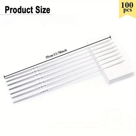 50pcs 14 Kabob Skewers For Grilling With Push Bar Double Pronged Anti Roll Flat Bbq Skewers For
