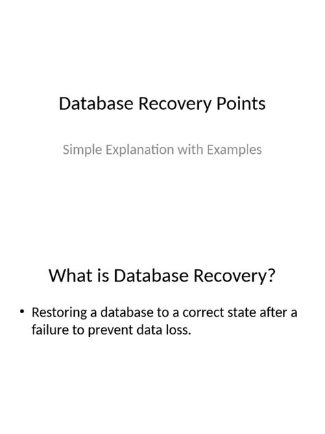 Database Recovery Basics And Examples Pdf