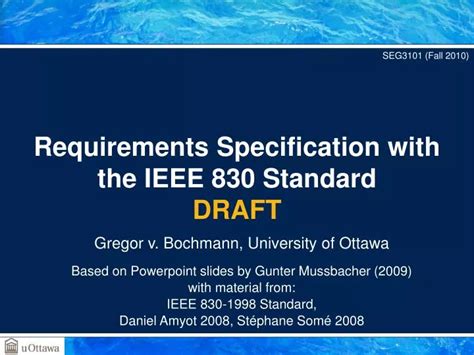 Ppt Requirements Specification With The Ieee 830 Standard Draft Powerpoint Presentation Id