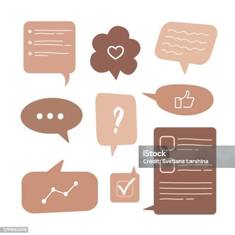 음성 거품 귀여운 손으로 그린 디자인 요소 흰색 배경에 격리 된 모양이 다른 대화 상자입니다 플랫 만화 스타일의 벡터 일러스트레이션 스케치에 대한 스톡 벡터 아트 및 기타