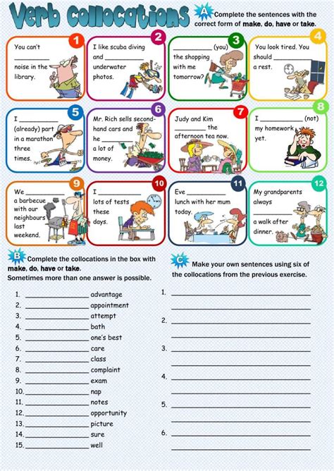 Verb Collocations Interactive Worksheet Esl Worksheets Esl Teaching Reading Comprehension