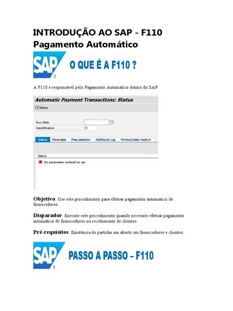IntroduÇÃo Ao Sap F110 Pagamento Automático Pdf Contabilidade Engenharia De Software