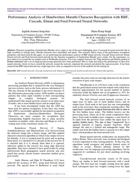 Performance Analysis Of Handwritten Marathi Character Recognition With