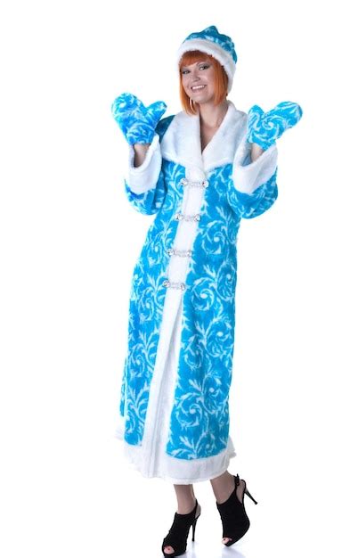 Premium Photo Cheerful Redhaired Snow Maiden Posing At Camera