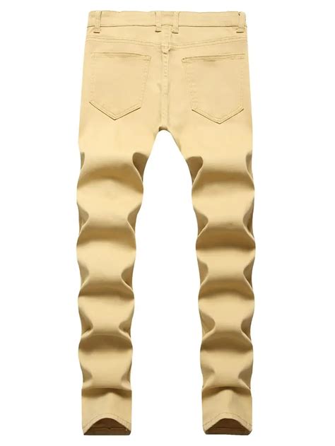 Mens Ripped Knee Slim Fit Stretch Casual Jeans Temu
