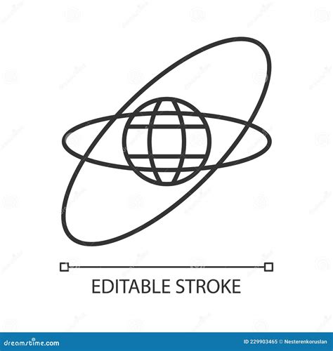 Satellite Orbits Trajectories Linear Icon Stock Vector Illustration