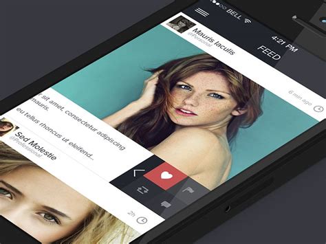 Ios7 Social Feed Concept App With Sharing Icons Revealed After Side Swipe Mobile Design