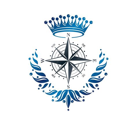 Premium Vector Navigation Compass Emblem Geography Orientation Theme