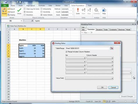 Modeling With Excel Solver Foundation 30 Demo Youtube