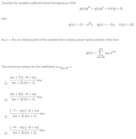 Solved Consider The Variable Coefficient Linear Homogeneous
