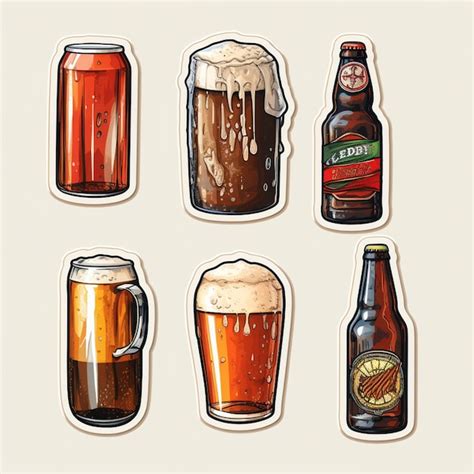 Premium Photo Arafed Stickers Of Different Types Of Beer And Beer
