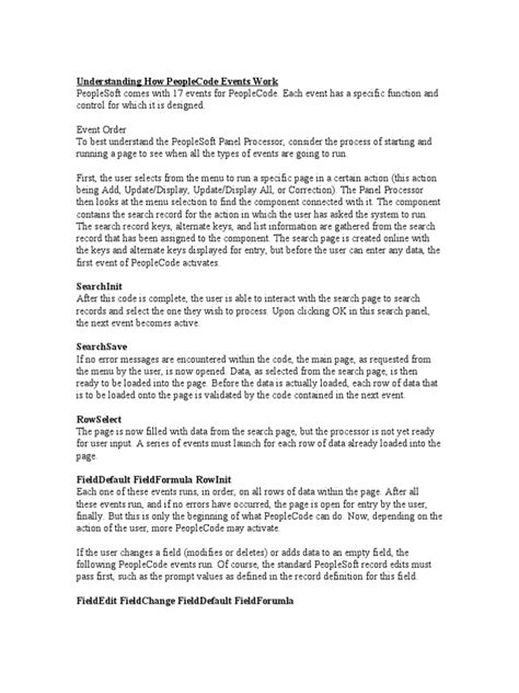 Understanding How Peoplecode Events Work Pdf Databases Sql