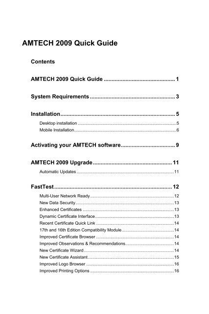 Amtech 2009 Quick Guide Amtech Software Forum