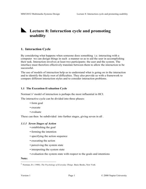 Interaction Cycle And Usability In Multimedia Systems Design