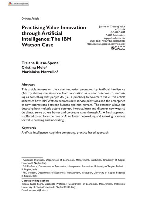 Pdf Practising Value Innovation Through Artificial Intelligence The