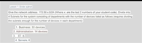 Solved Lesson Divide SubnetGive The Network Address Chegg Com