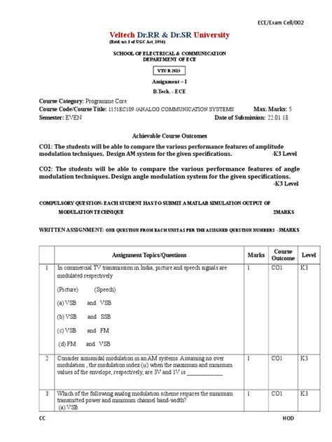 Acs Assignment 1 Pdf Frequency Modulation Detector Radio