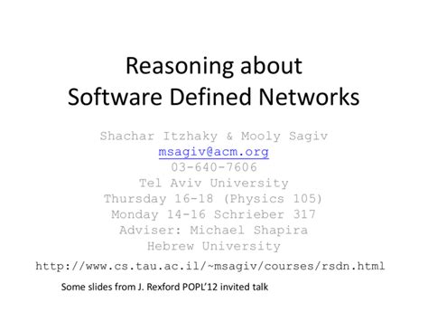reasoning about software defined networks