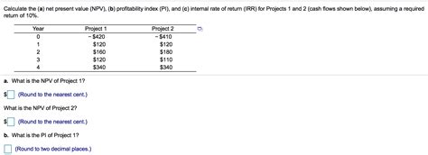 Solved Calculate The A Net Present Value NPV B Chegg