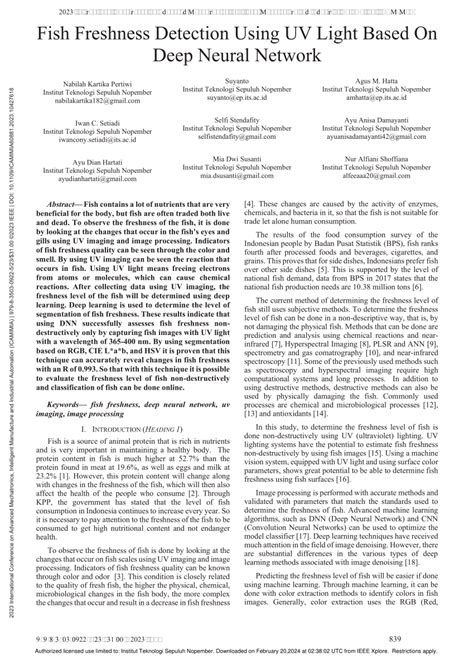 PDF Fish Freshness Detection Using UV Light Based On Deep Neural Network