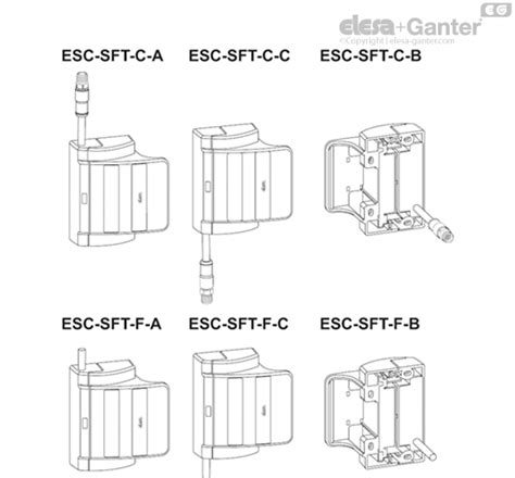 ESC SFT C A 带有内置安全开关的手柄 8针连接器顶部轴向输出 Elesa Ganter