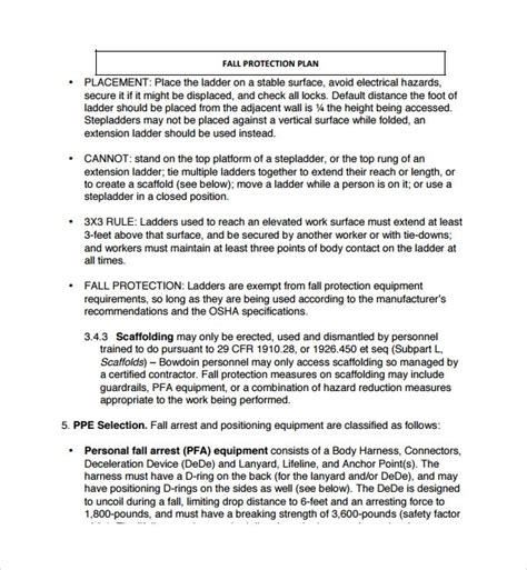 Free 9 Sample Fall Protection Plan Templates In Pdf Ms Word Artofit