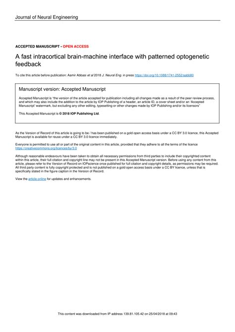 Pdf A Fast Intracortical Brain Machine Interface With Patterned Optogenetic Feedback