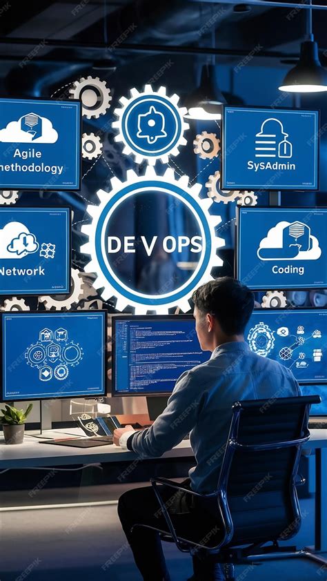 Devops Engineer Working On Software Development And It Operations With Icons Of Agile